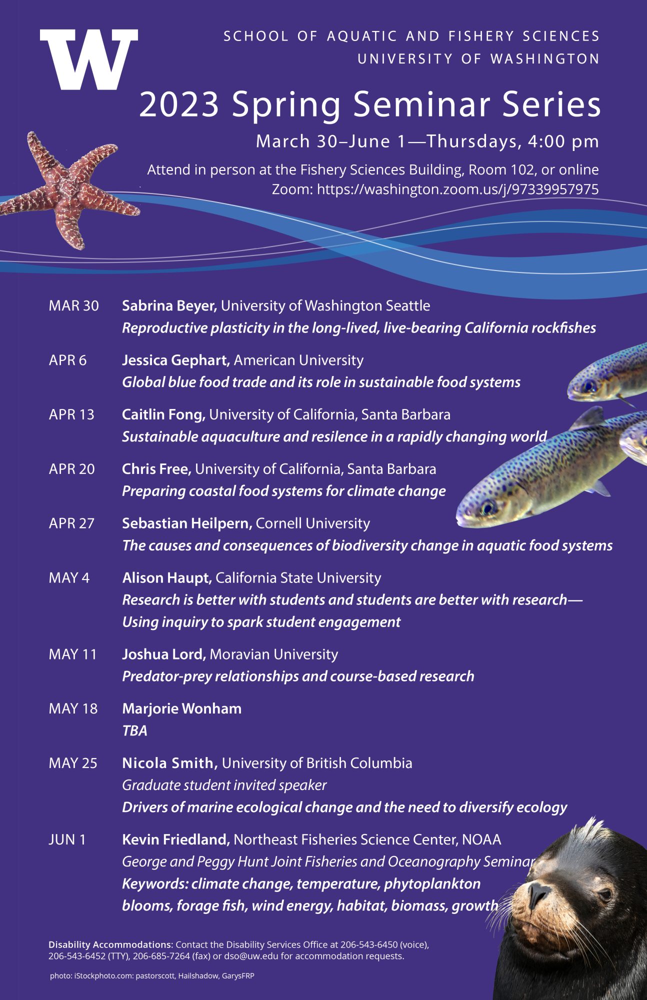 Departmental Seminars | School of Aquatic and Fishery Sciences